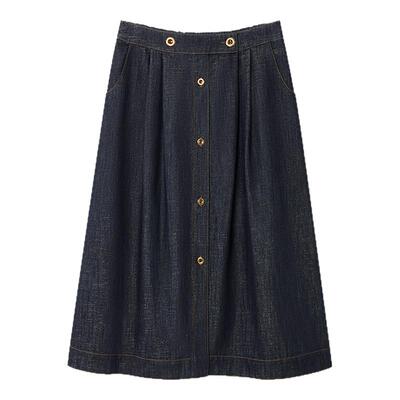 OVV2025秋冬新款意大利进口牛仔面料A字半身裙GQDDJ35114A
