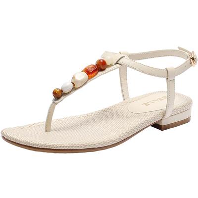 周雨彤同款百丽幸运石夹趾罗马凉鞋女夏季新款人字拖鞋D8S1DBL5