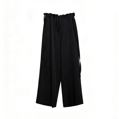 3ts春季高腰抽绳花苞阔腿西裤