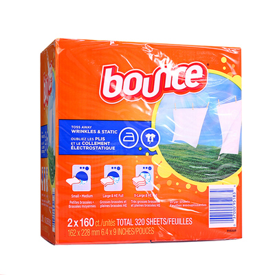 美国进口Bounce邦氏四合一柔顺纸香衣纸烘干机用160片香味留香剂