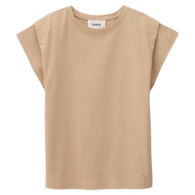 bash2026新款春季日常休闲纯色小飞袖T恤圆领宽松棉质上衣1E26PIO