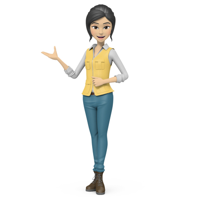 3D虚拟卡通人物解说市场导购员售货员主播带通道绿幕剪影视频素材