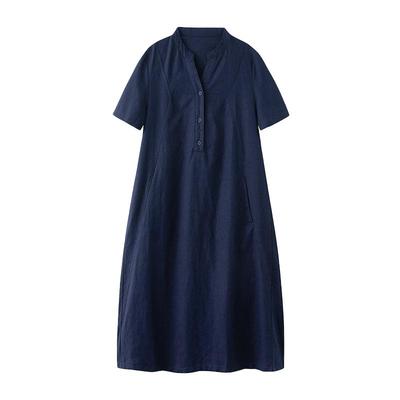 棉麻连衣裙女气质显瘦