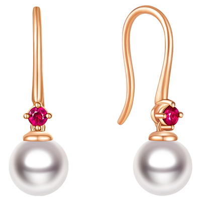 enzo海水珍珠红宝石耳环