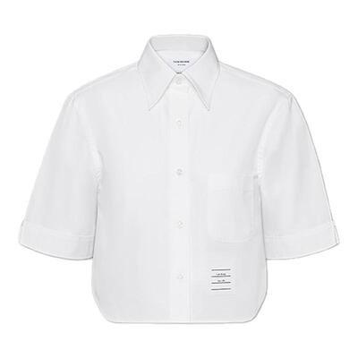[6期免息]THOM BROWNE 女士府绸短款短袖衬衫