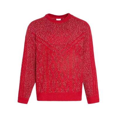 [何与同款]阿迪达斯新年款红色毛衣26男女休闲宽松针织衫 KT0693