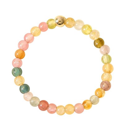 极细天然碧玺戒指彩虹转运珠松紧指环水晶饰品首饰聚财手工