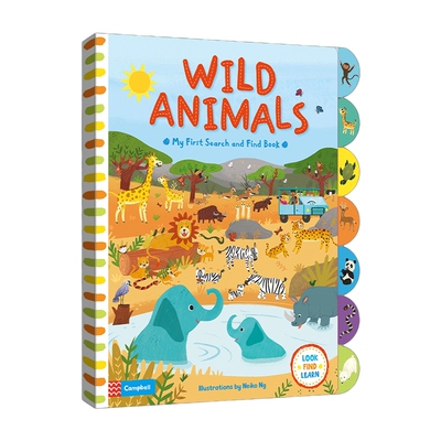 英文原版 My First Search and Find Wild Animals 纸板触摸书 野生动物 英文版 进口英语原版书籍