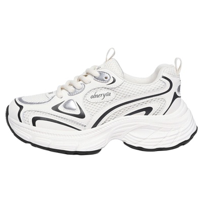 镜面银厚底增高闪亮老爹鞋女款