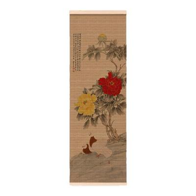 中古风进门玄关装饰画竹帘挂画