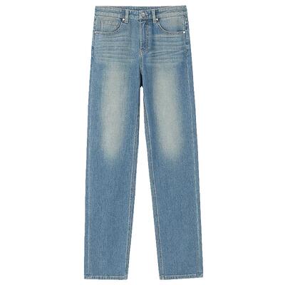 OCHIRLY欧时力  四面弹直筒牛仔长裤裤子女复古蓝色夏季