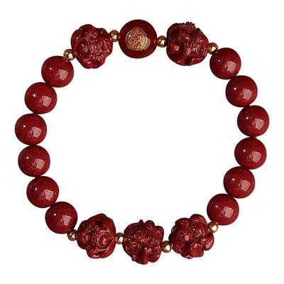 天然朱砂三合六合手串本命年手链