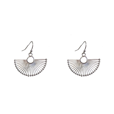 金属镀银镂空扇子复古新中式耳环