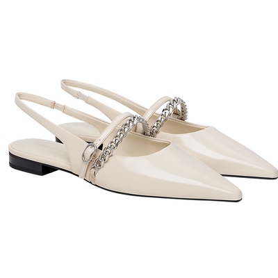 CHARLES&KEITH26春新款CK1-70381189一字带链条平底尖头凉鞋单鞋