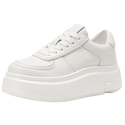 Rosa Bianca厚底小白鞋女2025秋新款真皮百搭运动休闲鞋增高板鞋