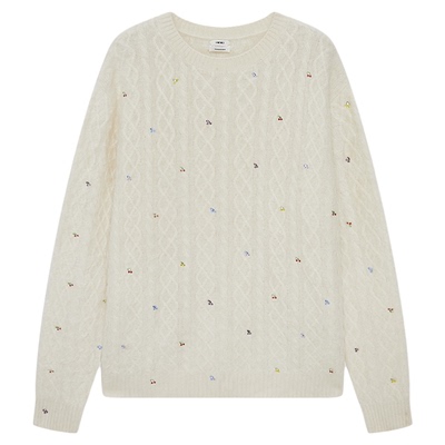 25AW羊绒拉毛烫钻樱桃套头衫