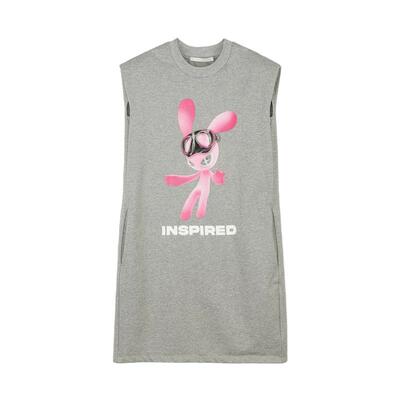 REVAN芮范设计师款甜酷风兔子印花连衣裙RM31101191