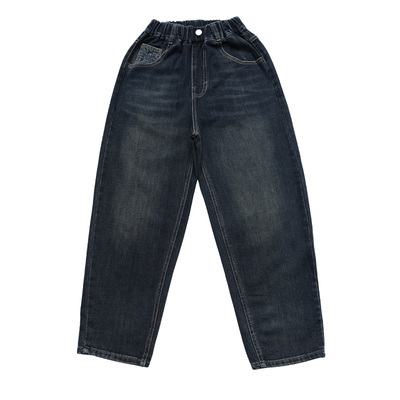 女童裤子秋冬加绒好看洋气牛仔裤