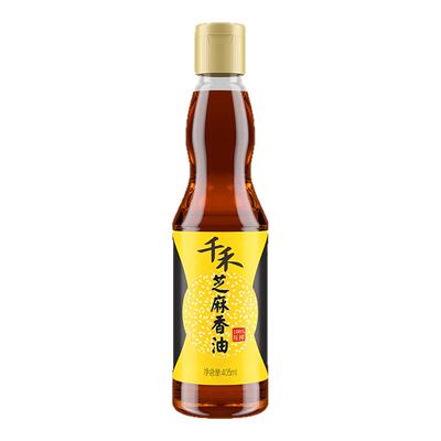 千禾芝麻香油405ml*1瓶玻璃瓶装