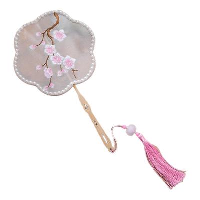 古风团扇刺绣蝴蝶桃花扇子