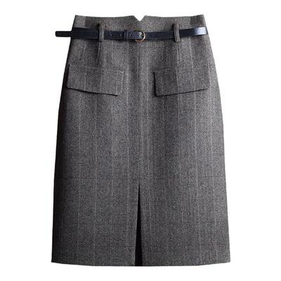 高腰羊毛2025年冬季通勤半身裙