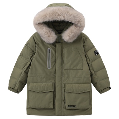 nbakids童装2025冬季新款男女童工装中长款羽绒服保暖K254DW060P