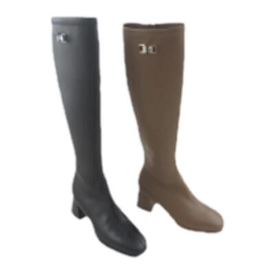 诺贝达通勤时装靴粗跟舒适长筒靴