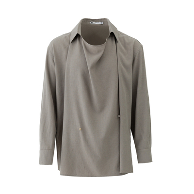 BALIANG「捌樑」壑 'abyss' 垂感翻荡领收束宽松套头长袖衬衫上衣