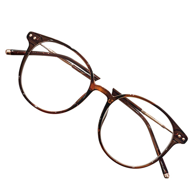 韩系显白冷茶色眼镜框女大框显瘦