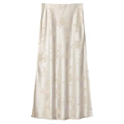 ROCO春季新款 新中式国风高密醋酸提花斜裁垂坠鱼尾半身裙长裙