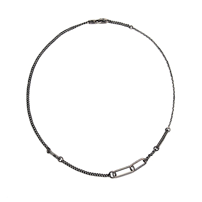 爱与信仰回形针系列纯银拼接项链