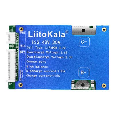 liitokala  磷酸铁锂 自动均衡16S 48V30A锂电池保护板 LiFePO4