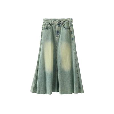 POPCHRIO做旧港风高腰牛仔半裙