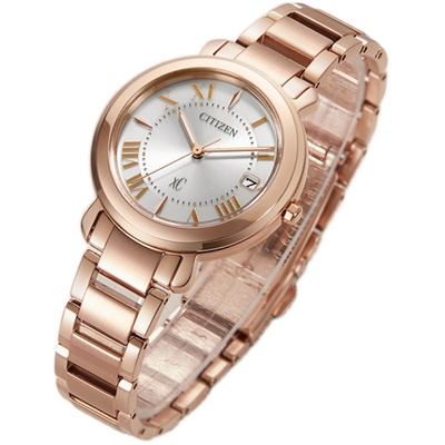 西铁城官方正品粉金色xc系列女表