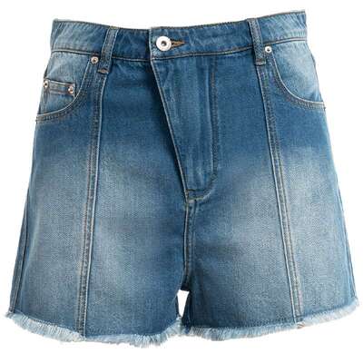 COMMEMOI织片装饰牛仔短裤