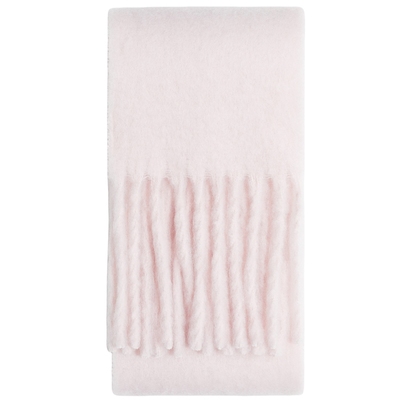 HM服饰配件2025冬季新款女士柔软毛茸梭织流苏压花围巾1251133