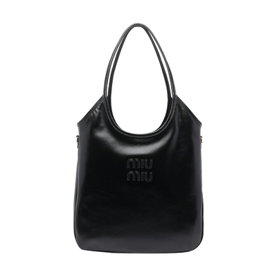 MIU MIU缪缪女士IVY黑色大号真皮腋下单肩包26早春新款意大利代购