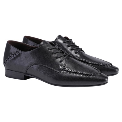 fed黑色小皮鞋秋季新款女鞋低跟单鞋简约真皮通勤鞋女S0919-ZC373