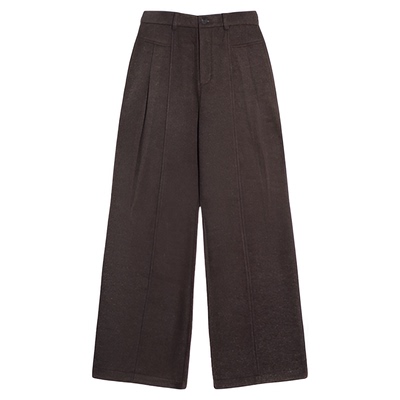 不晚BUWANJUST 加厚加绒立体显瘦剪裁西装腰头保暖羊毛裤 B1061