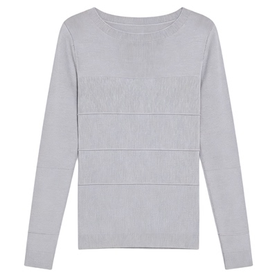 百家好酒红色一字领针织打底衫女