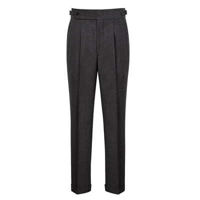 100%羊毛直筒单褶西裤男士