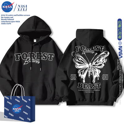 NASA lisa同款卫衣女秋款2025新款蝴蝶印花衣服BLACKPINK连帽外套