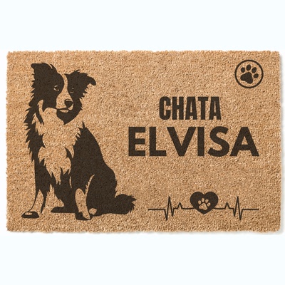 印度进口椰棕地垫带有标语和图形的个性化除尘蹭土除尘牧羊犬肖像