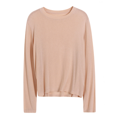 柔软七色圆领T恤 韩版显瘦大弹力文艺调长袖打底T恤女秋冬 T8823