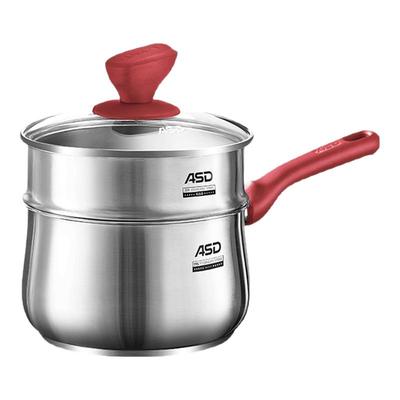 爱仕达316L不锈钢奶锅无涂层加深大容量燃气电磁炉通用三层复合底