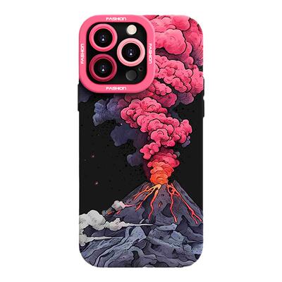 粉色火山手机壳适用苹果17Promax超薄16Promax液态硅胶iPhone15plus新款14全包13不会撞壳16e男女12防滑Air