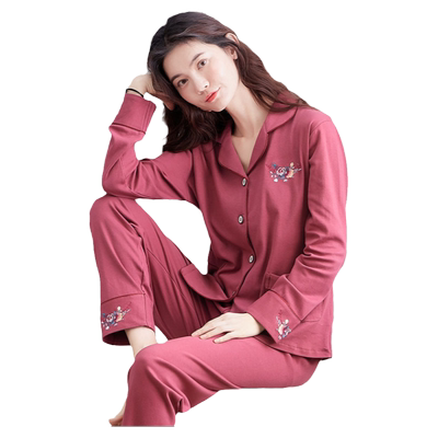 韩版睡衣女秋季纯棉开衫长袖