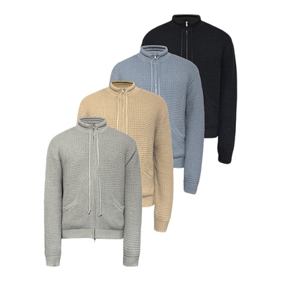 JCAESAR KNITTED CARDIGAN 夹棉领抽绳针织开衫 华夫格肌理 多色