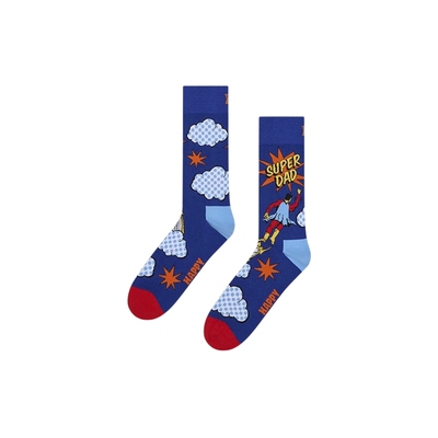 【父亲节】Happy Socks潮牌个性百搭超人老爸中筒袜创意图案袜子
