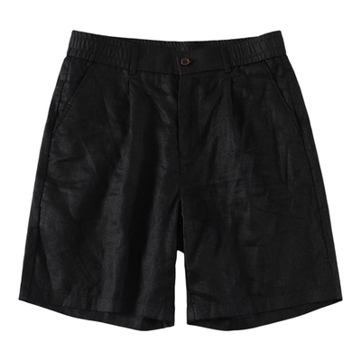 JIEYI outfit极简风潮流男士短裤气质慵懒100%纯亚麻直筒五分中裤